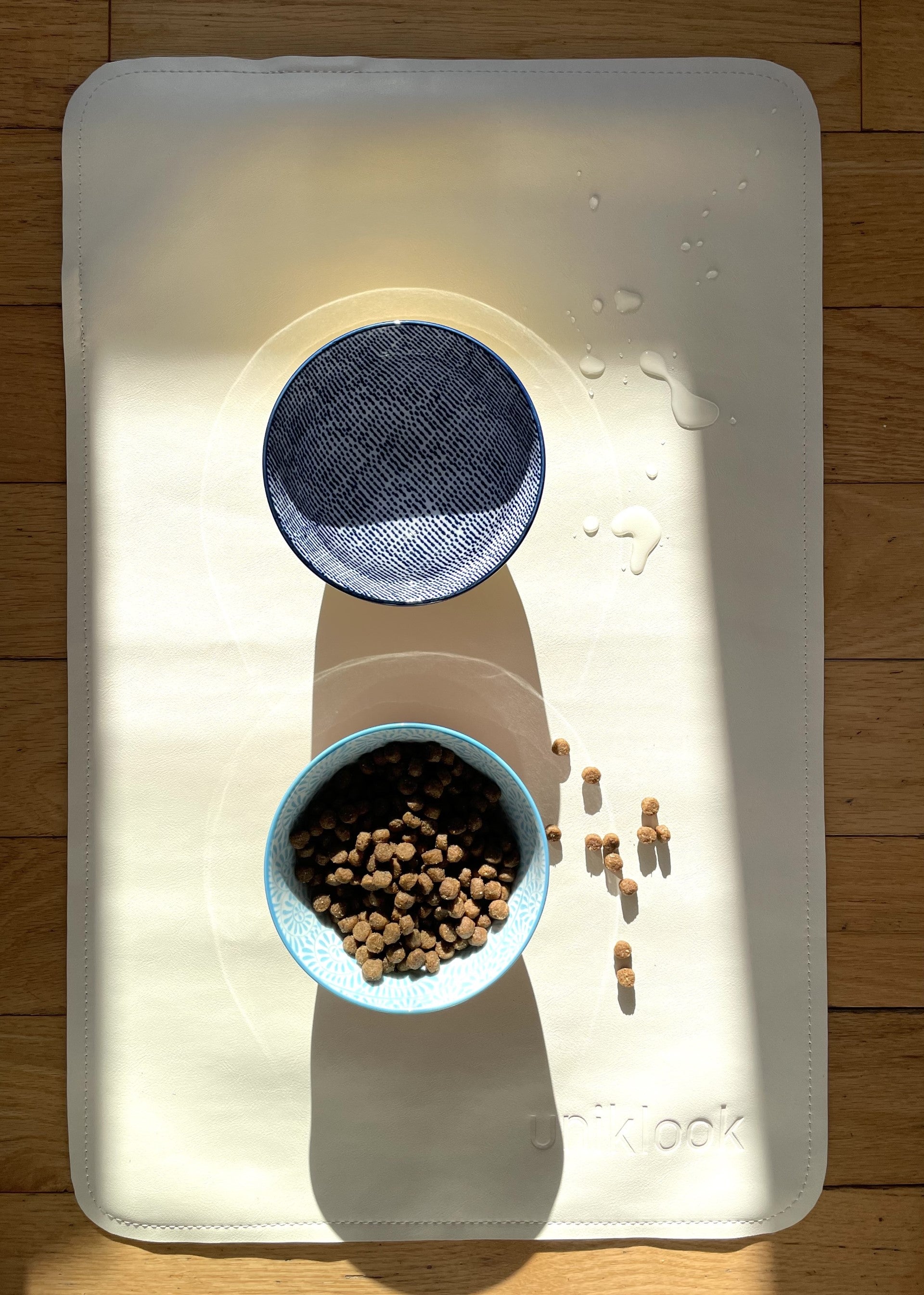 Uniklook Large Cream leather pet food mat, dog mat for food and water ...